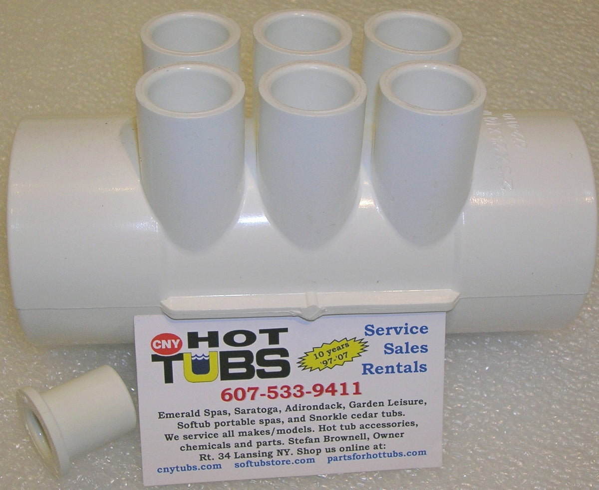 6 port 1/2 inch X 2 inch PVC Manifold – Hot Tub Spa Source