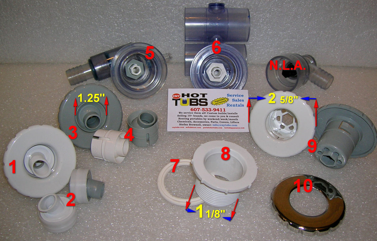 Hydro-Air Micro Magna Spa Jet Threaded Wall Fitting (#8) – Hot Tub Spa ...