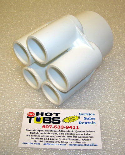 PVC Manifold FIVE 3/4 inch Ports to ONE 2 inch Port – Hot Tub Spa Source